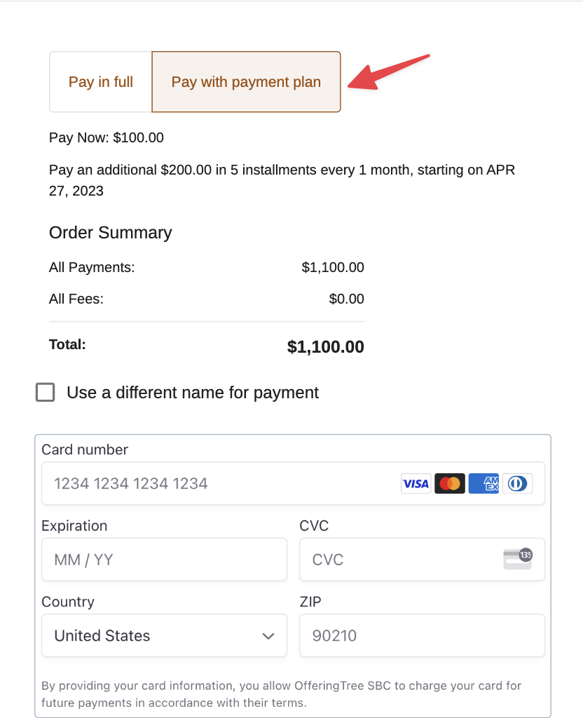 Payment Plans – OfferingTree Support