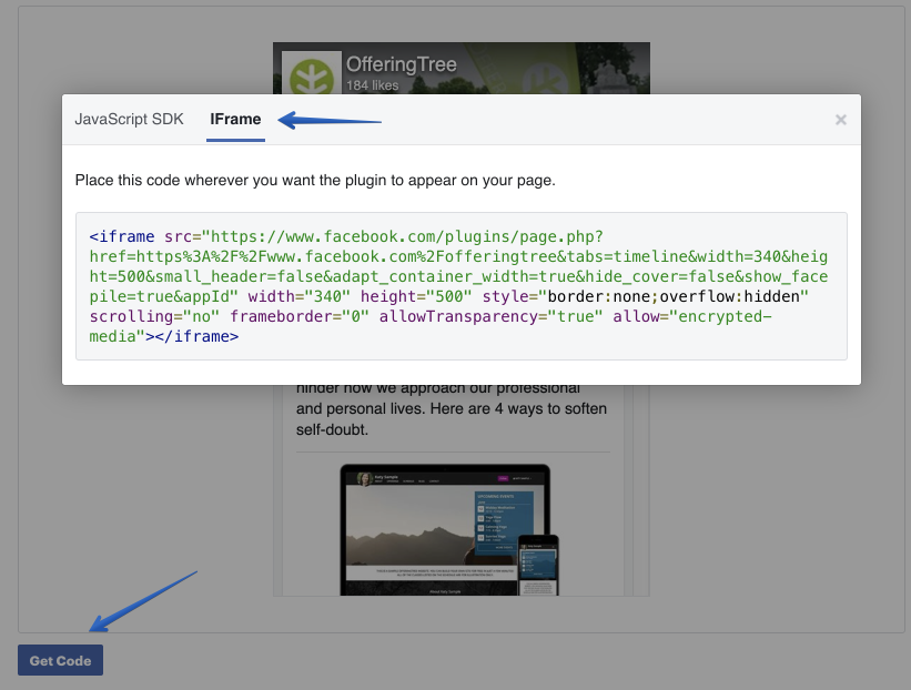 Add your Facebook Page feed to your site – OfferingTree Support