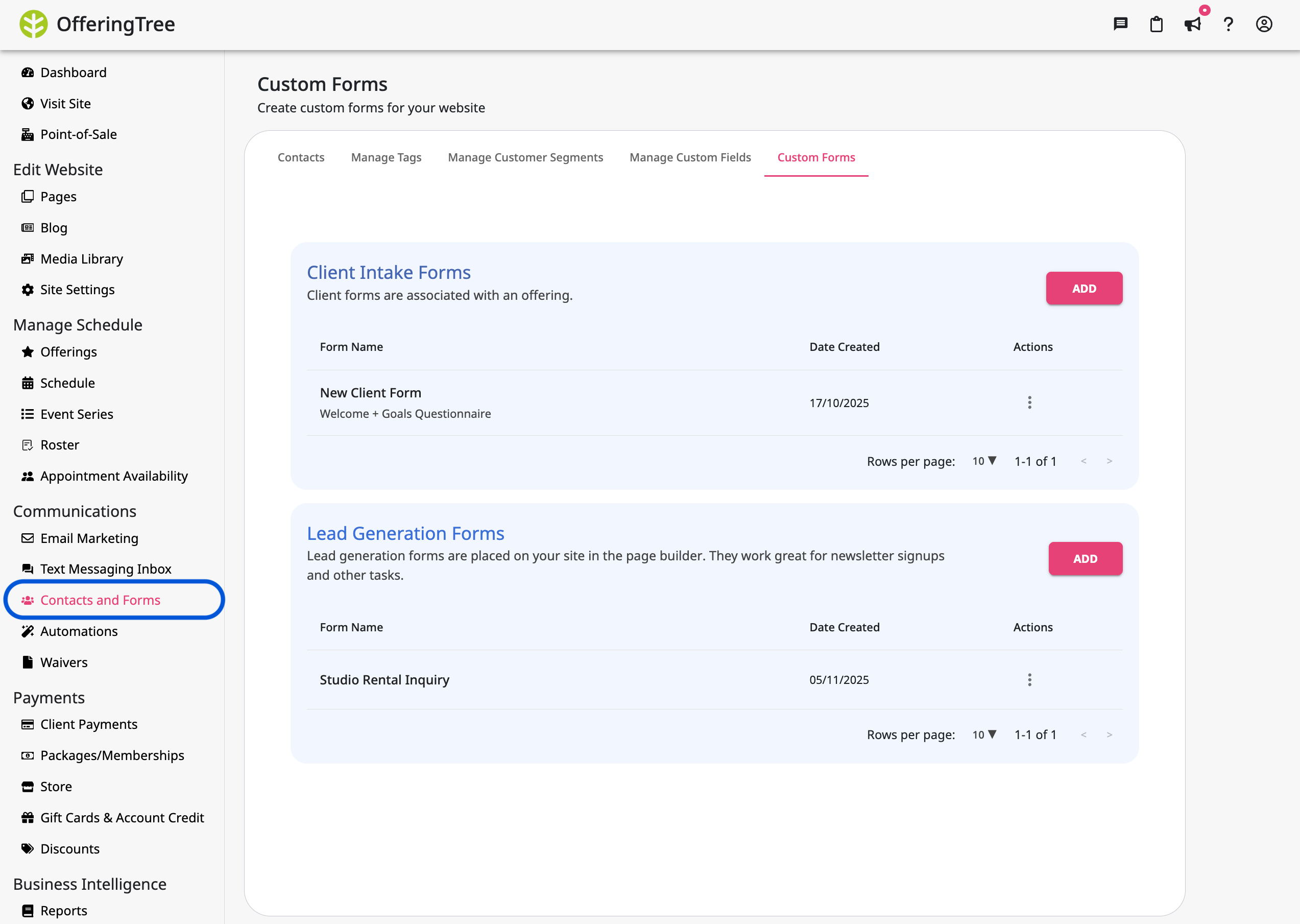 Create Custom Forms – OfferingTree Support