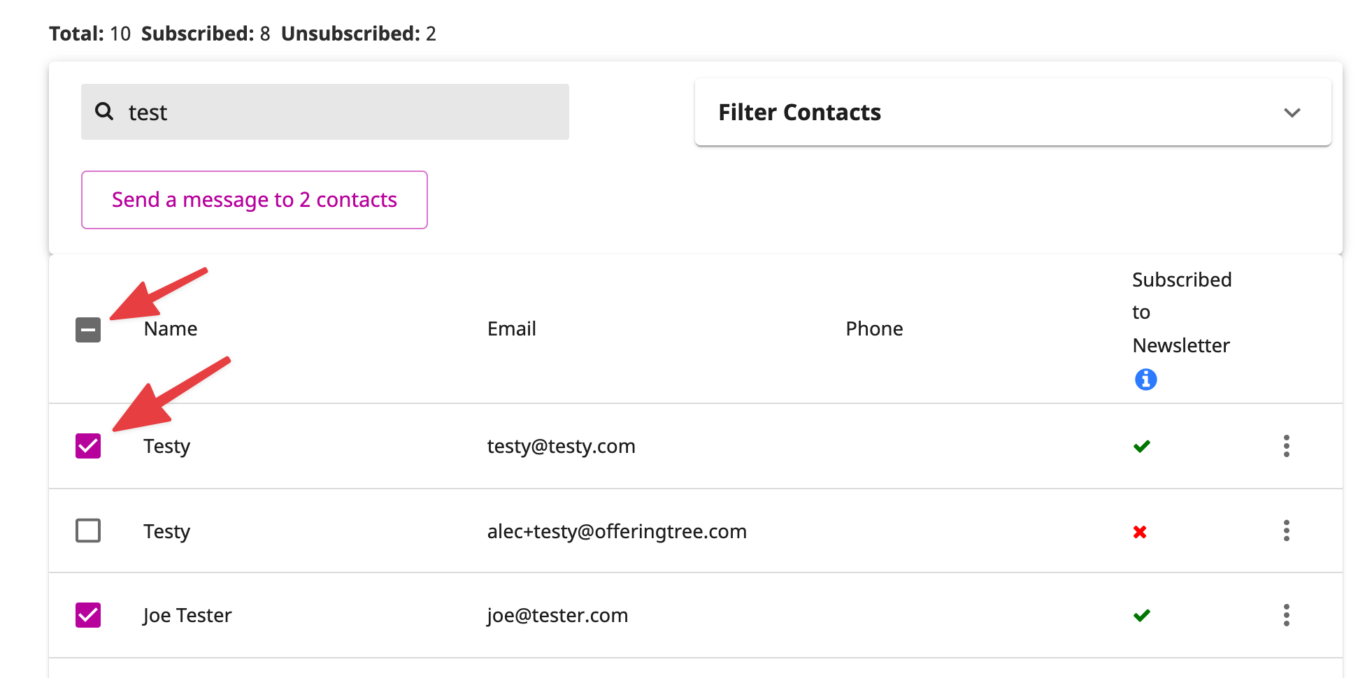 Managing your Contacts – OfferingTree Support